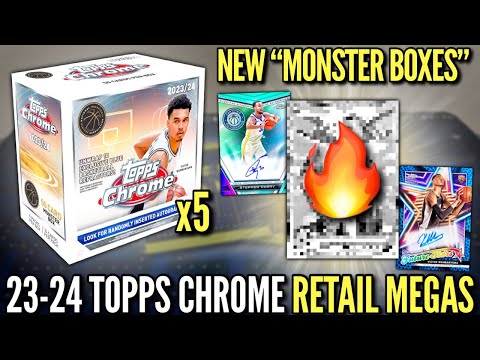 NEW RETAIL MONSTER BOXES (BIG WEMBY PULL)! 😮🔥 2023-24 Topps Chrome Basketball Mega Box Review x5