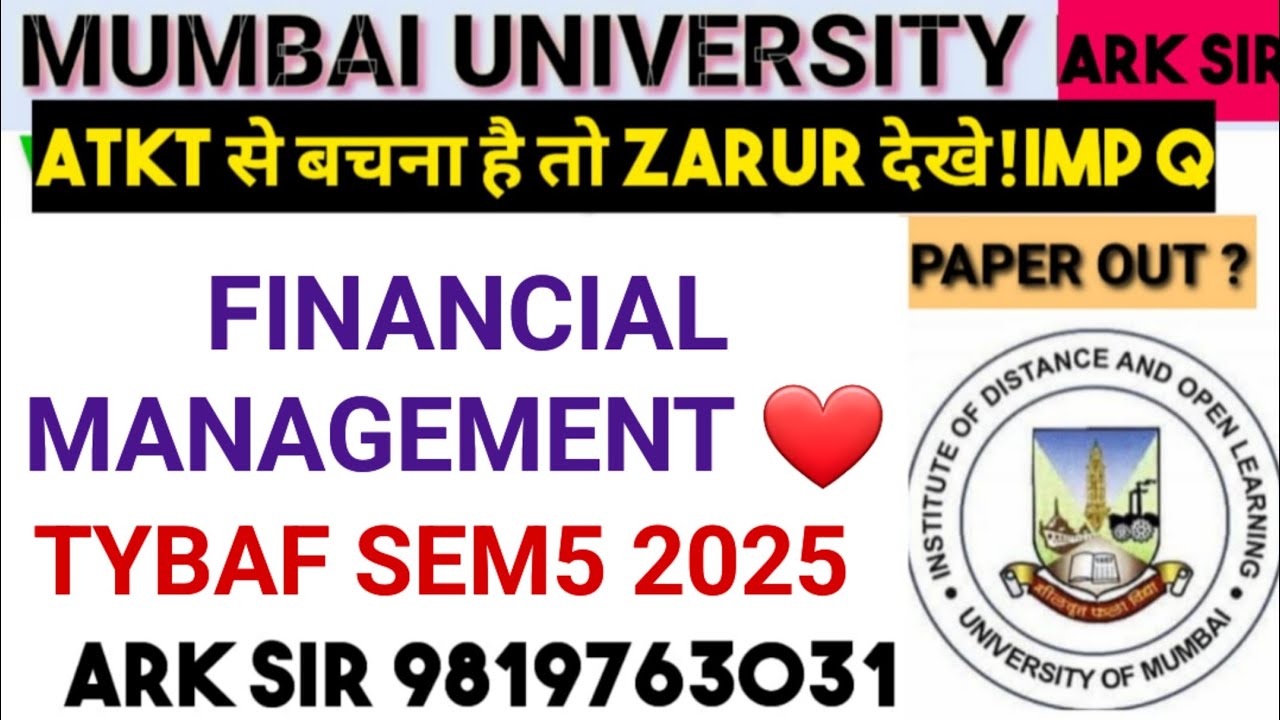 Financial Management TYBAF Sem5|2025 Syllabus Imp QUESTION| MUMBAI UNIVERSITY Exam|ARK sir