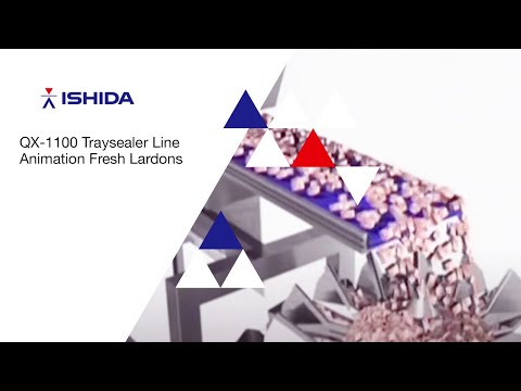 Ishida QX-1100 Traysealer Line Animation. Application: Fresh Lardons.