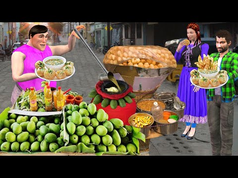 Kacha Aam Pani Puri Yummy Tasty Mango Golgappa Street Food Hindi Kahaniya Moral Stories Comedy Video