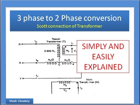 Scott Connection of 3 phase Transformer EXPLAINED - BALANCED 3 PHASE TO 2 PHASE CONVERSION