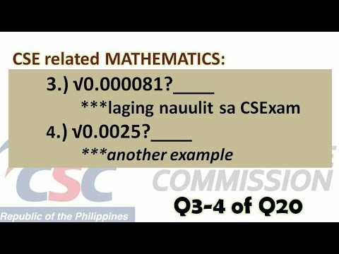 Q3&4: Civil Service Exam related MATHEMATICS about finding SQUARE ROOT of a DECIMAL number