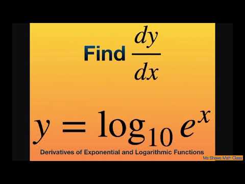 Find the derivative of the function y = log_10 e^x. General logarithmic exponential functions
