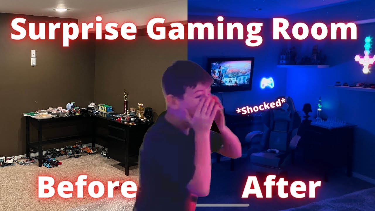 Surprising my son with his dream gaming room setup. Best budget gaming room transformation.