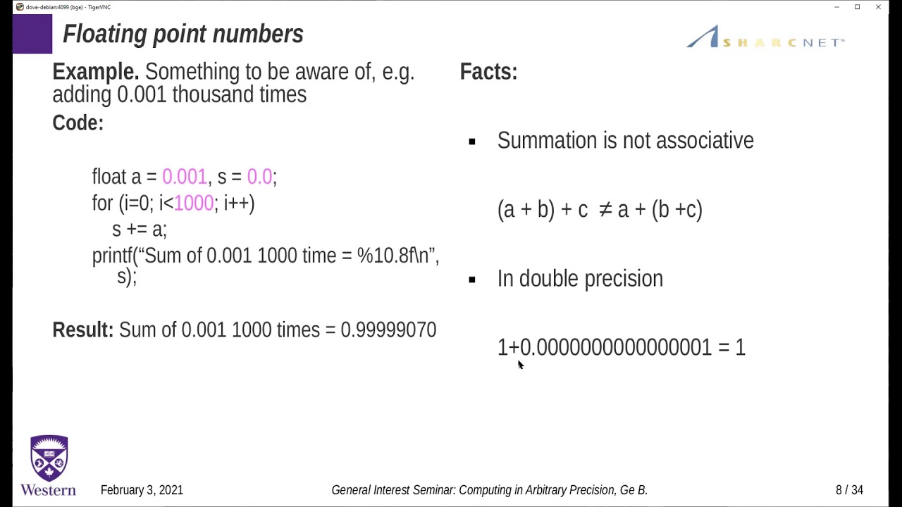 Computing in arbitrary precision