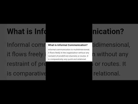 What is formal and informal communication?