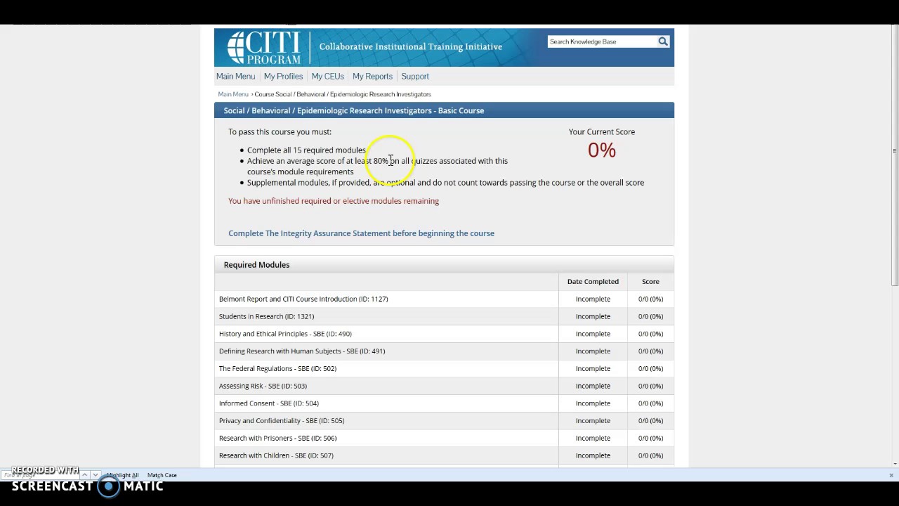 CITI Training for IRB
