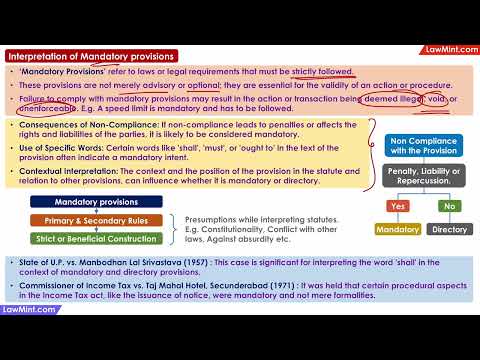 Interpretation of Mandatory provisions - Interpretation of Statutes