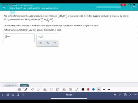 ALEKS: Using Raoult’s Law to calculate the vapor pressure of a component