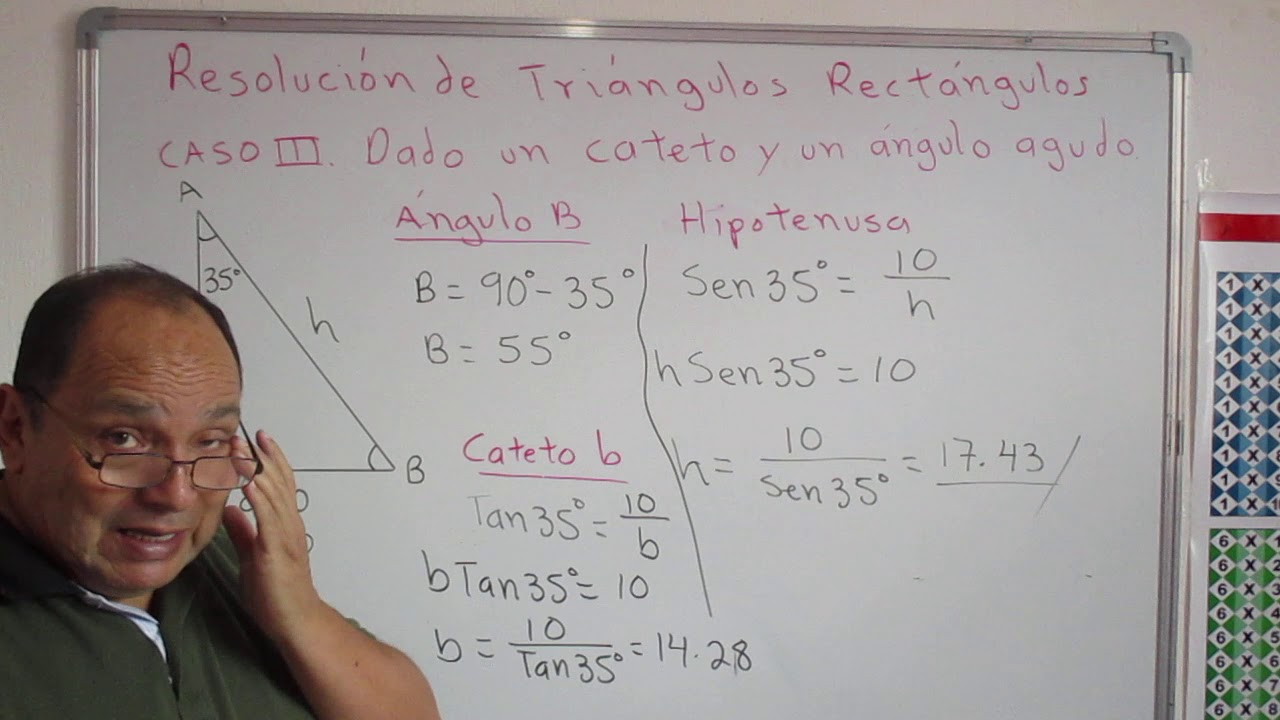 Resolución de triángulos rectángulos caso 3