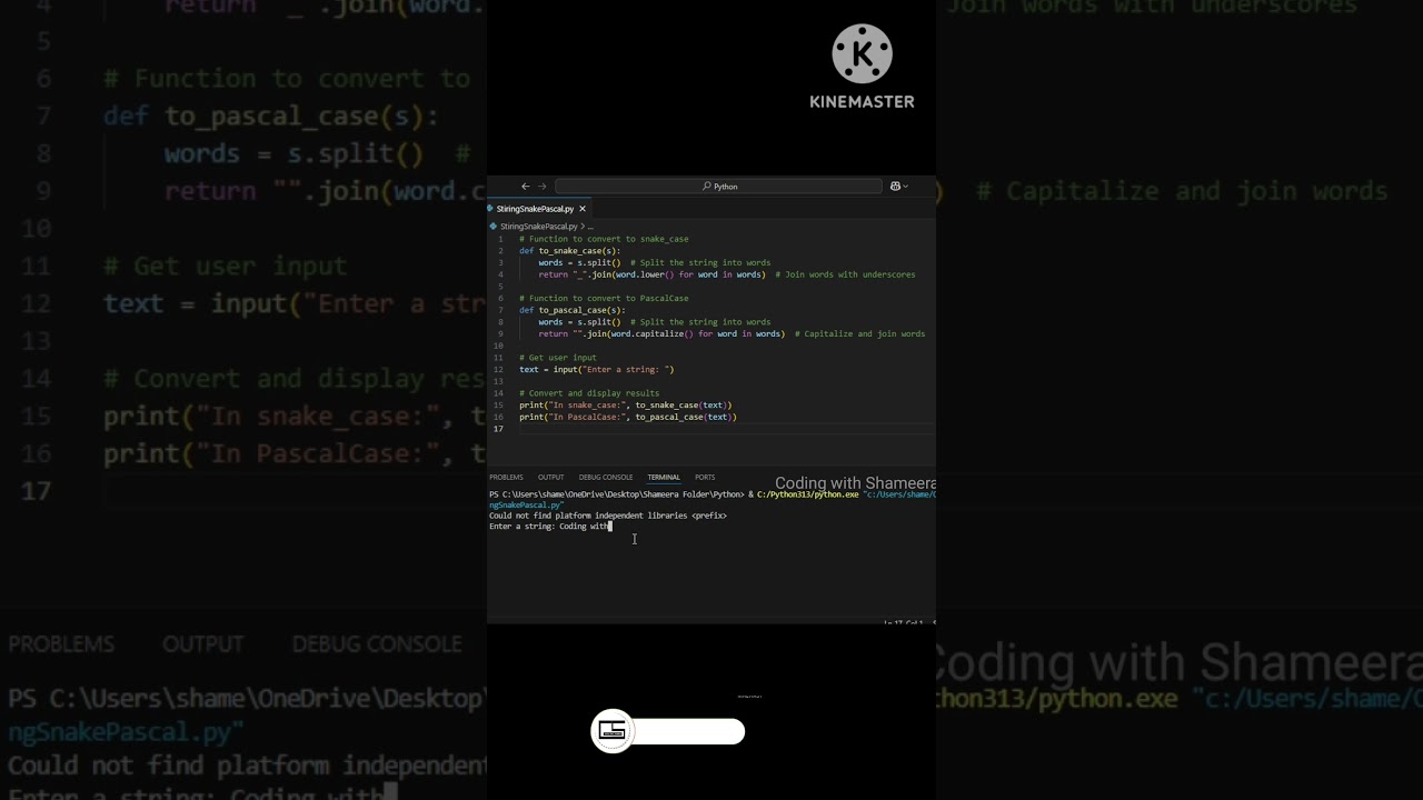 Convert String to Pascal Case Snake Case|@CodingwithShameera1 #python
