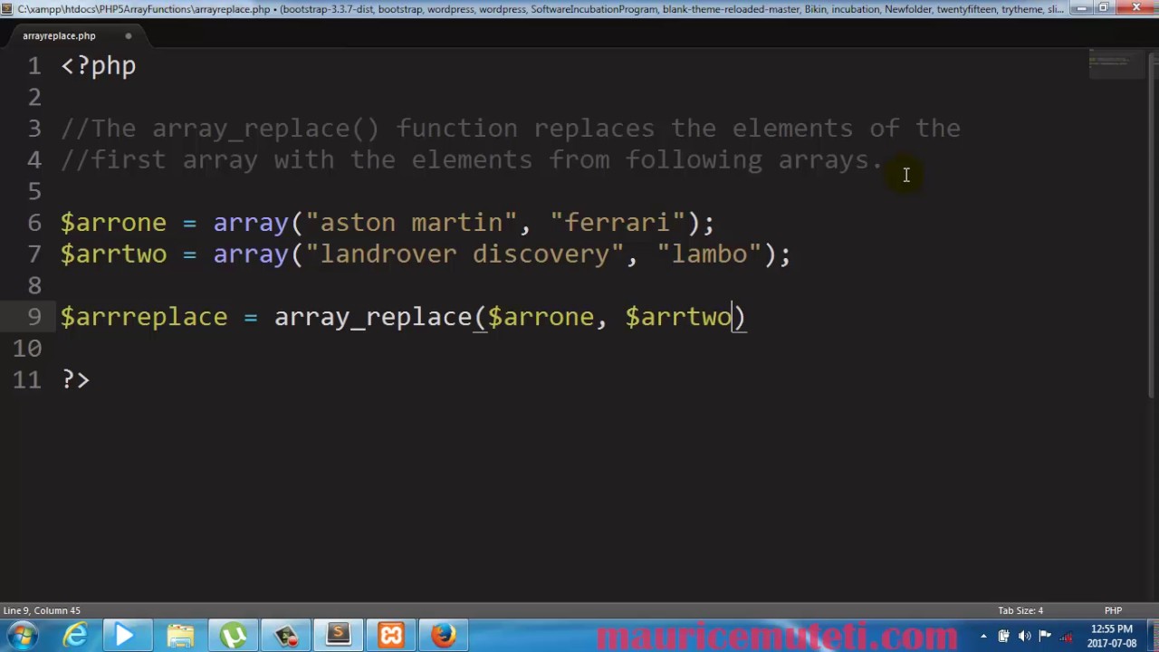 PHP array replace Function