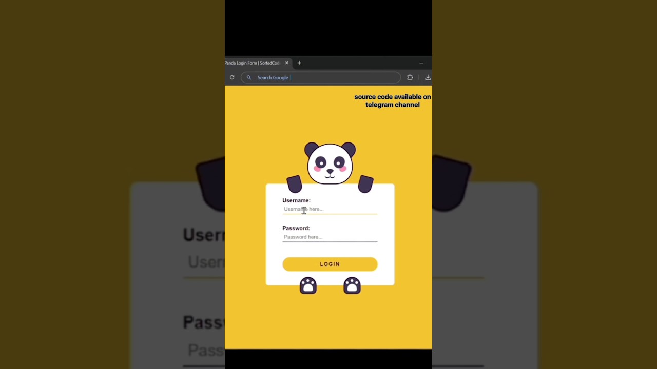 Panda login form #csstutorial #login