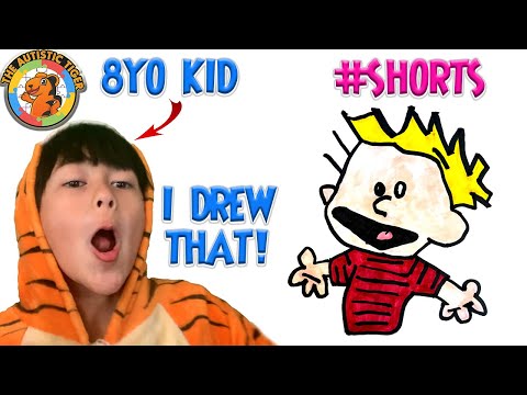 8yo Autistic Savant Draws - Calvin | Calvin and Hobbes #shorts