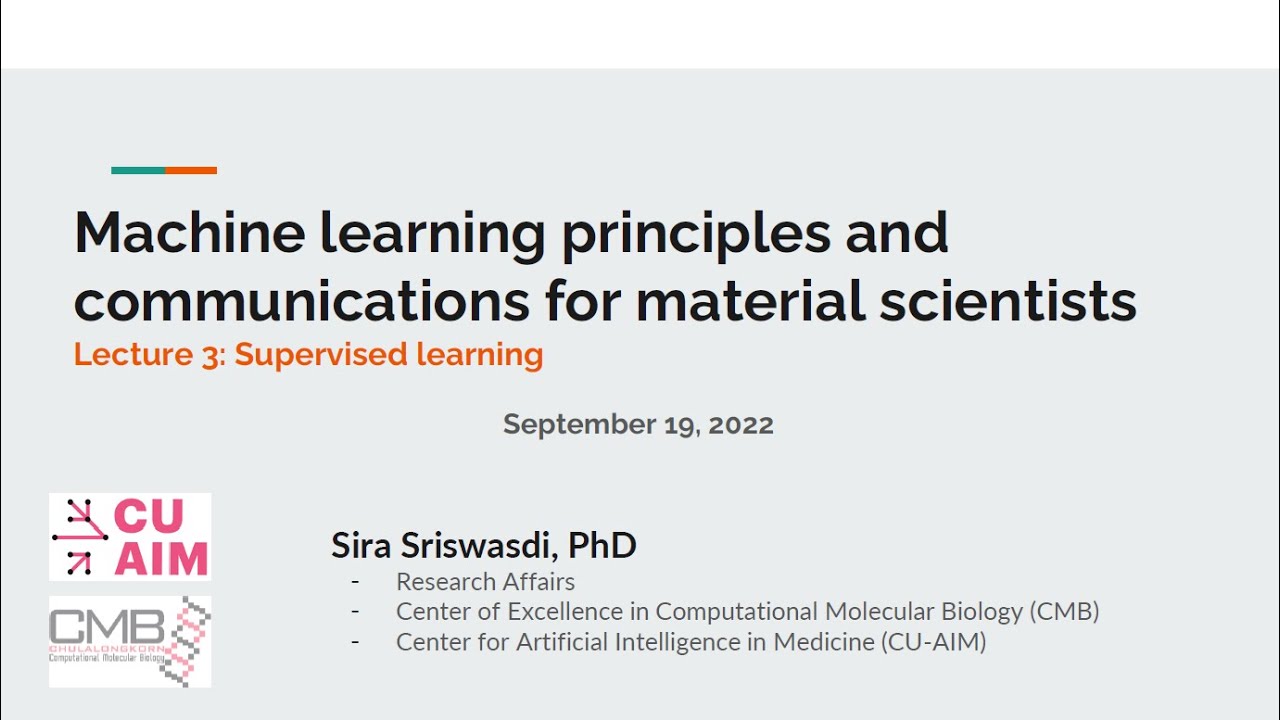 MTEC machine learning mini-lecture: Session 3 - Principles of supervised techniques