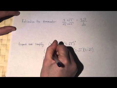 Surds : how to rationalise the denominator and expand and simplify surds