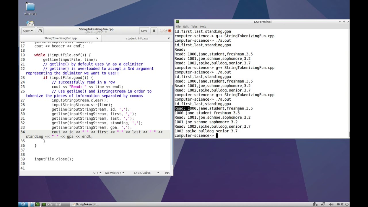 Example of C++ String Streams: String Tokenizing