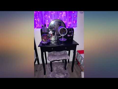 CHARMAID Vanity Set with 4 Storage Shelves and 4 Drawers, Makeup Table with 360° review