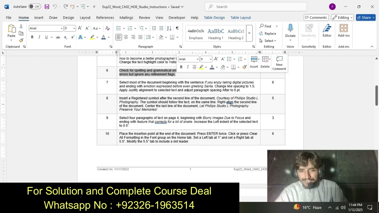 Word Chapter 2 – Hands-On Exercise | Exp22 Word HOE Studio | Exp22 Word Ch02 HOE Studio