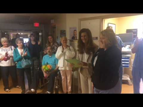 Renae Sumption wins a Nursing Excellence Award at Covenant Hospital in Saginaw during National Nu...