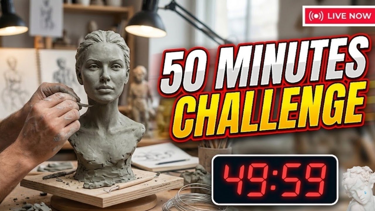 50 Minute Portrait Sculpting Challenge! | Can I finish it?