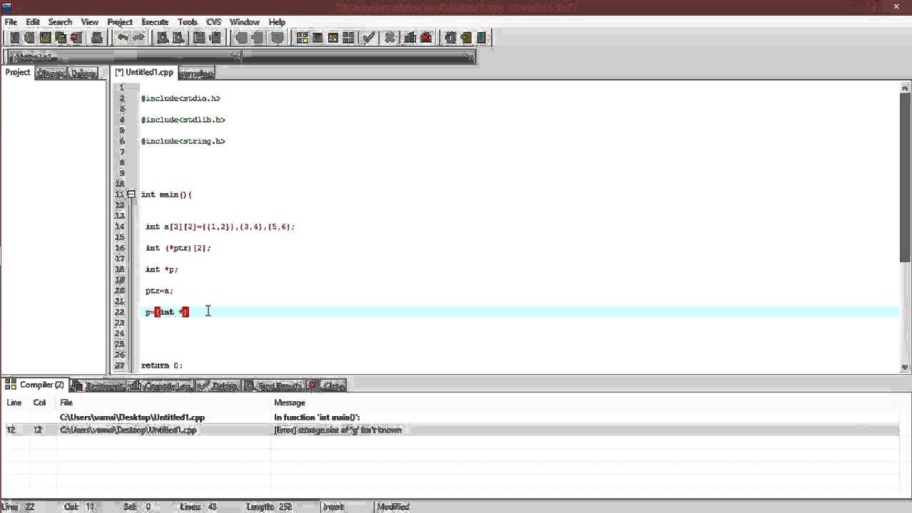 64.more on pointers(pointer to an array and array of pointers) in C