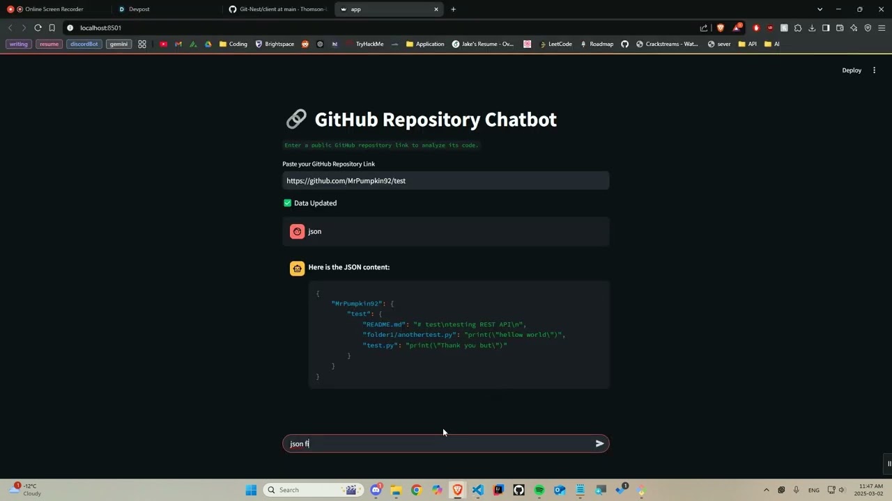 Devpost - GitNest - App Demo