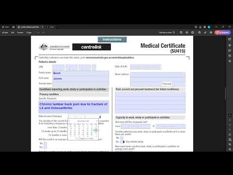 How to fill out Centrelink Medical Certificate (SU415)