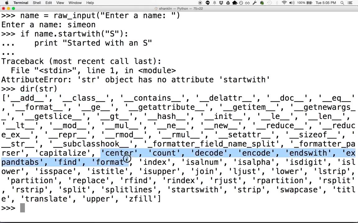Very quickly: dir and help in the python shell
