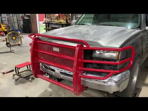 06 Silverado brush guard install. How to make the wrong brush guard fit.