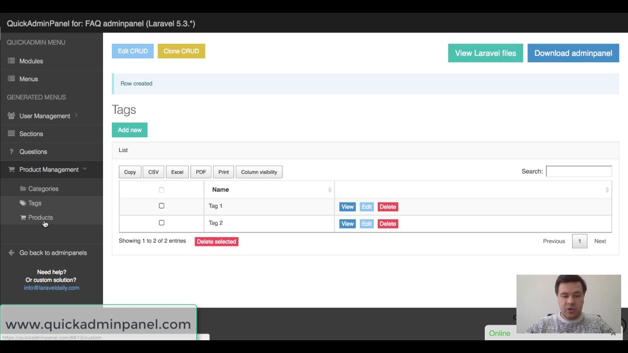 New in QuickAdmin: Product Management module