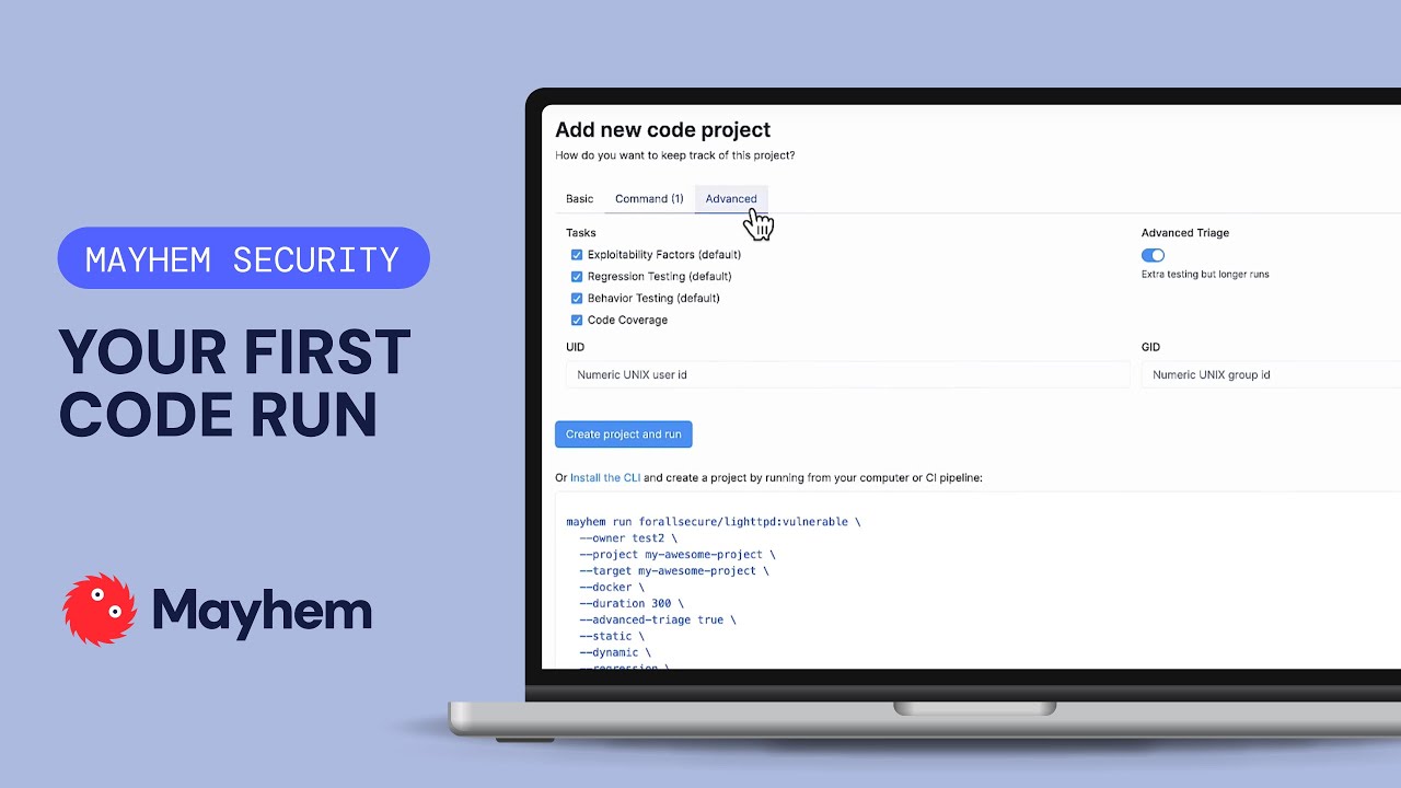 Your First Code Run - Mayhem Security