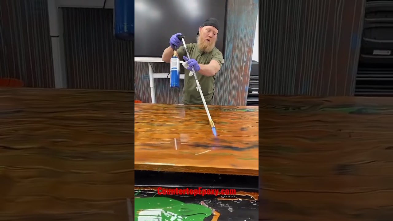 Copper and Green Epoxy Sample #youtubeshorts #shorts #diy #countertopepoxy #shortsvideo