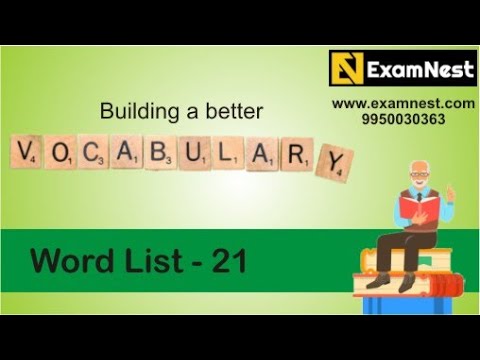 Vocabulary - 21 | Word List | Entrance Exams | Improve Verbal | CAT | IPMAT