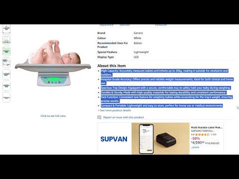 HATTRONICS Digital Baby Weighing Scale with Tray