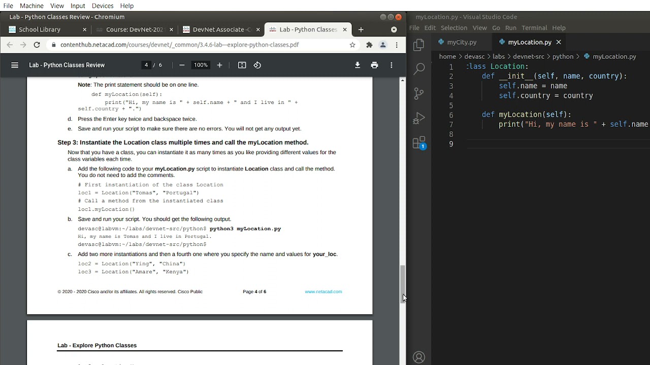 Linux Practice (Lab - Explore Python Classes - 3.4.6)
