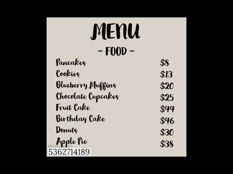 bloxburg picture/cafe menu codes