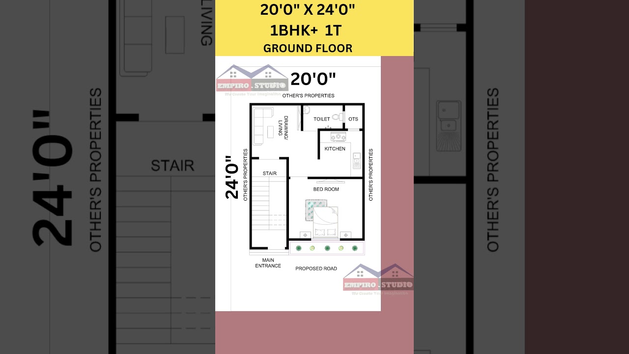20 x 24 feet house plan with one bed room, 20 by 24 makan ka naksa #viral  #homeplan  #housedesign