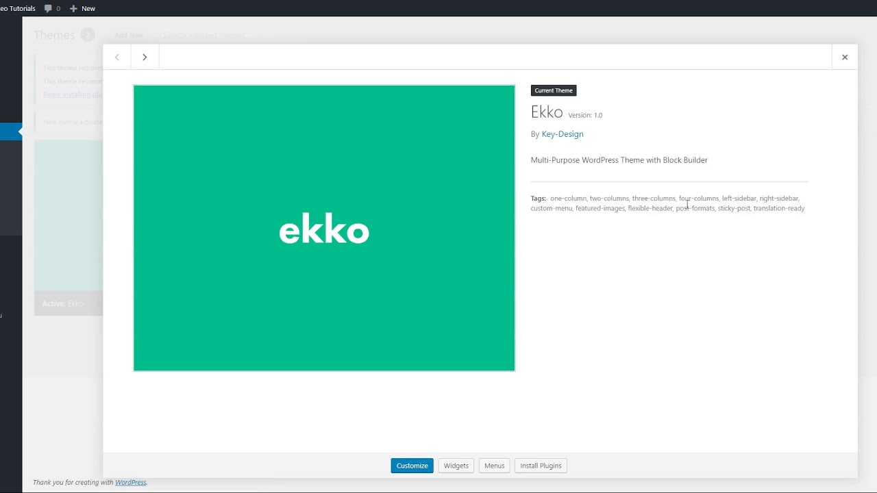 Ekko - Installing the theme