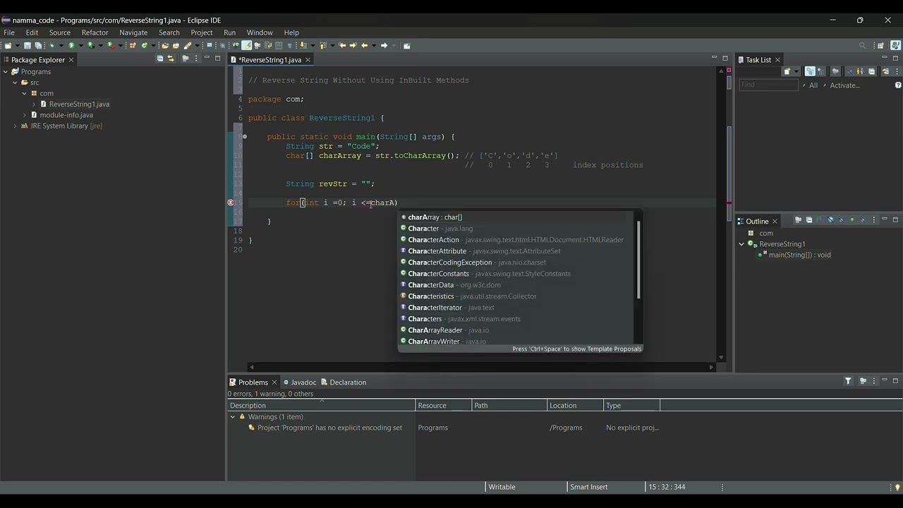 Reverse a String Without Using Inbuilt Methods in Java | Tamil Tutorial | Reverse a String Manually