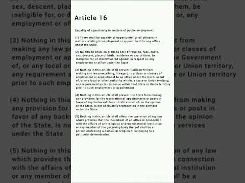 Article 16 | Indian constitution | #bharadvajalegalclasses #shorts