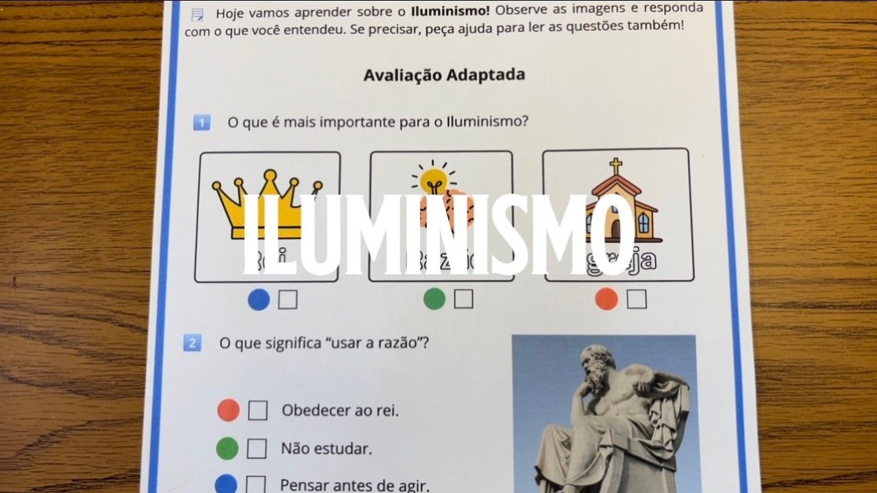 Iluminismo – Pilares do Pensamento Iluminista | Atividade Adaptada AEE (PDF Ensino Médio)