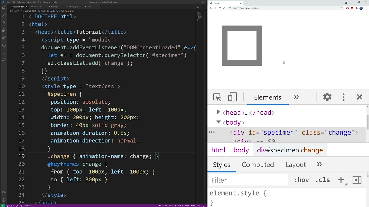 How to animate CSS dynamically in JavaScript