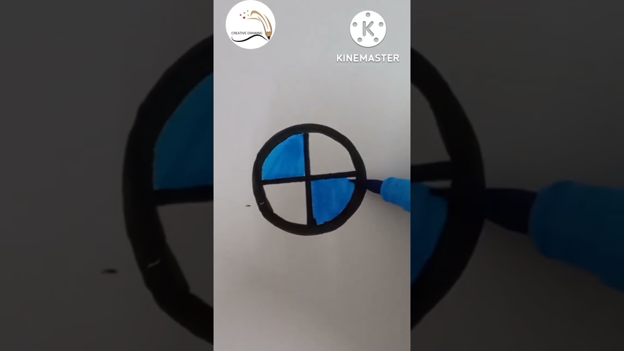 Draw Car Logo BMW||colouring🎨||stepbystep||easy||artwork#creativeart #CreativeDrawing#shorts