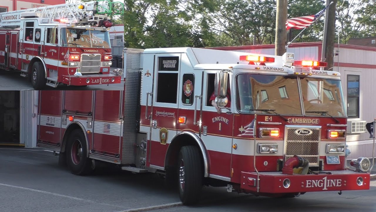 Cambridge Fire Dept. Engine 1 & Ladder 1 Responding