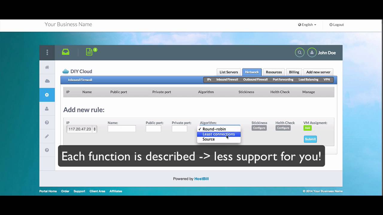 HostBill   Cloudstack module     Load Balancers