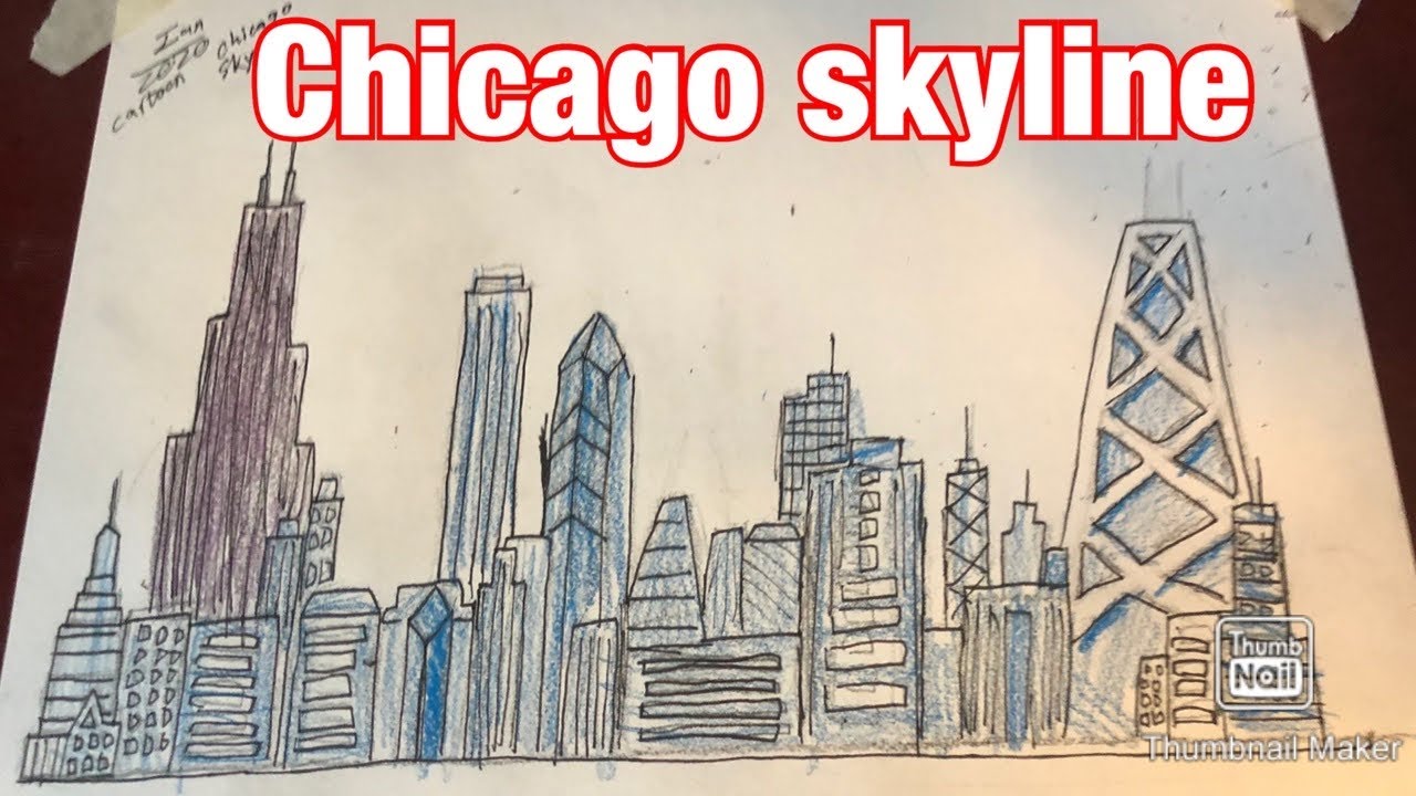 Timelapse drawing Chicago Skyline