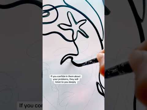 Painting The Zodiac in One Single Line of Ink - Cancer. Relaxing art videos #artchallenge #drawing