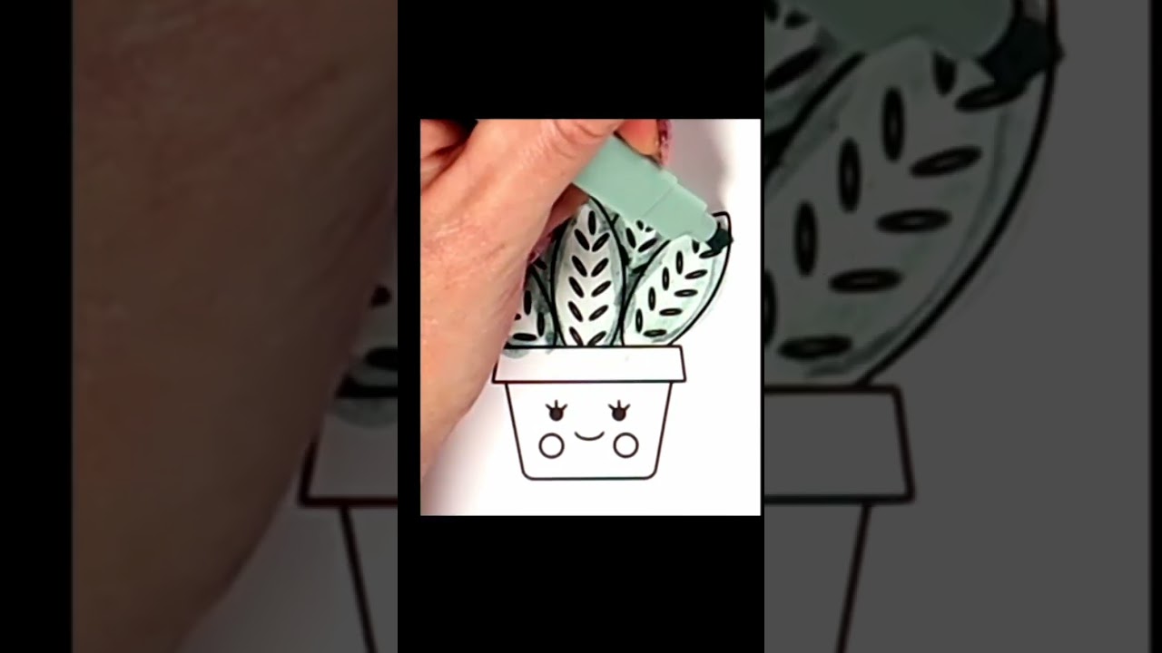 Coloring KAWAII SUCCULENT Doodle!🪴 #kawaii #succulent #doodle #coloring #temu