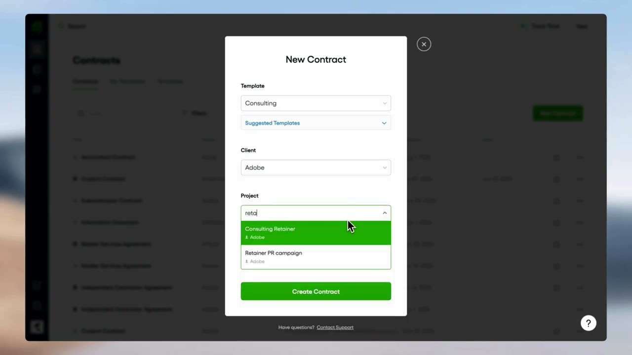 How to Create and Send Contracts to Your Clients using Bonsai